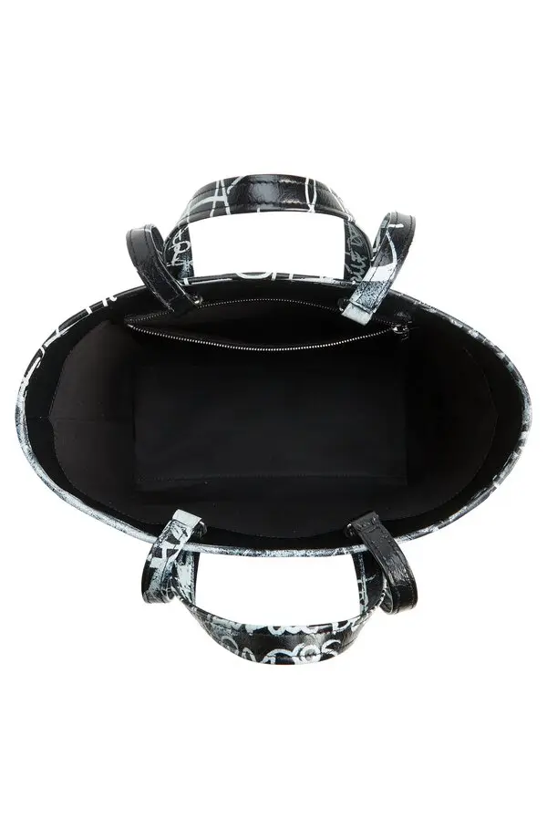 Balenciaga Barbes Graffiti East/West Shopper - Black | Editorialist