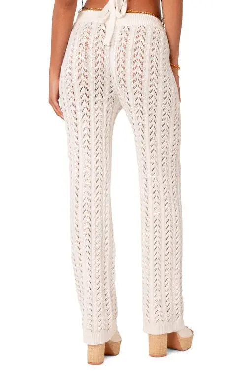 EDIKTED Elektra Sheer Open Knit Cover-up Pants