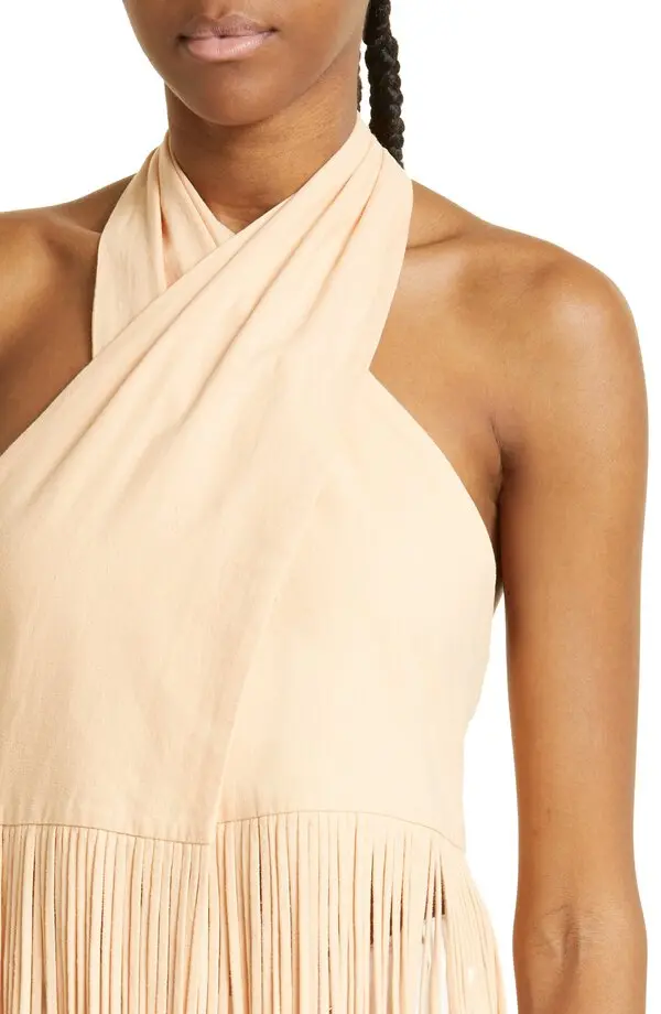 Farm Rio Fringe Linen Blend Halter Top In Sand - 61% Off | Editorialist