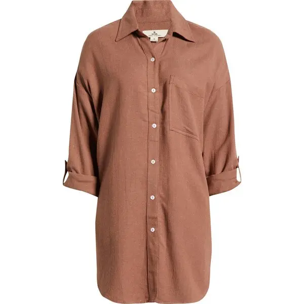 Rip Curl Premium Linen Blend Blouse - Brown