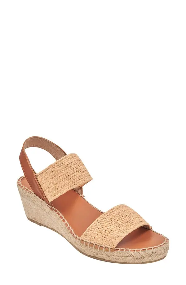 Andre Assous Aviana Raffia Wedge Sandal - Dark Natural