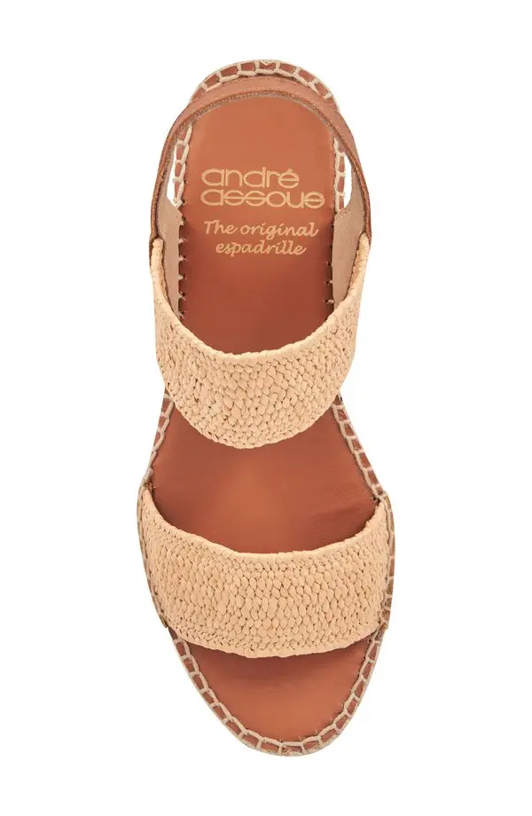 Andre Assous Aviana Raffia Wedge Sandal - Dark Natural