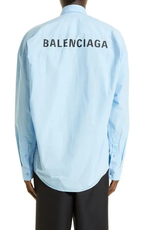 Balenciaga Logo Back Oversize Button-up Shirt