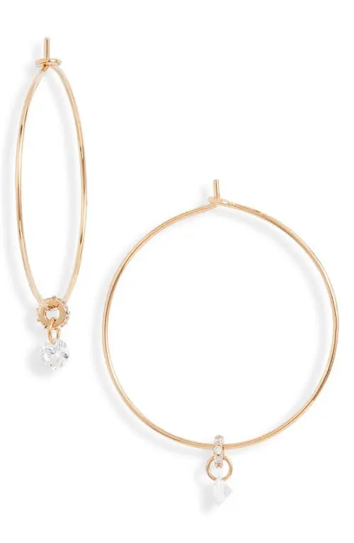 Nordstrom Cubic Zirconia Hoop Earrings - Clear- Gold