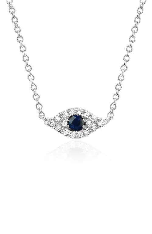 Ef Collection Diamond And Sapphire Evil Eye Choker Necklace - 14k White Gold