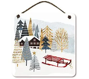 COURTSIDE MARKET Christmas Woodland Scene 16x16 Hanging Sign - One-color