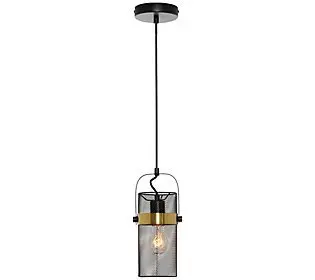 RIVER OF GOODS 5.25'w Black Metal Mesh Drum Pendant Light - One-color