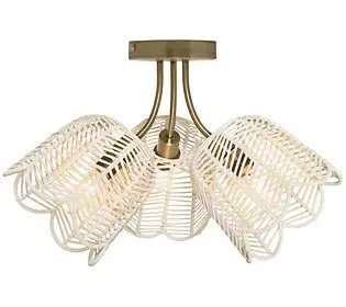 RIVER OF GOODS 11.5'h Goldtone Metal/rattan Cei Ling Light - One-color