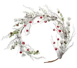 MELROSE Snowy Pine Twig Garland W/bell Accents Set Of 2 - One-color