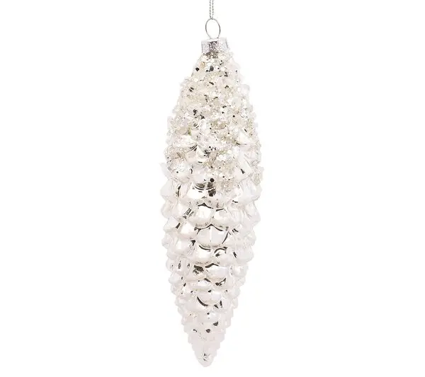 MELROSE Beaded Glass Pinecone Drop Ornament