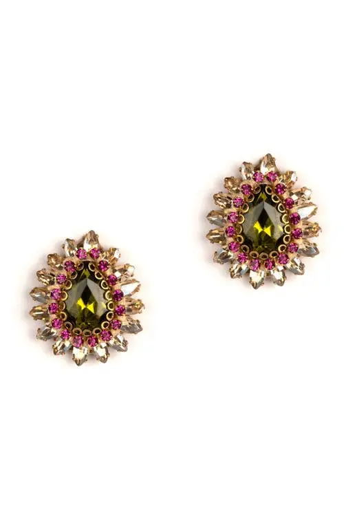 Deepa Gurnani Leesha Crystal Earrings - Lime