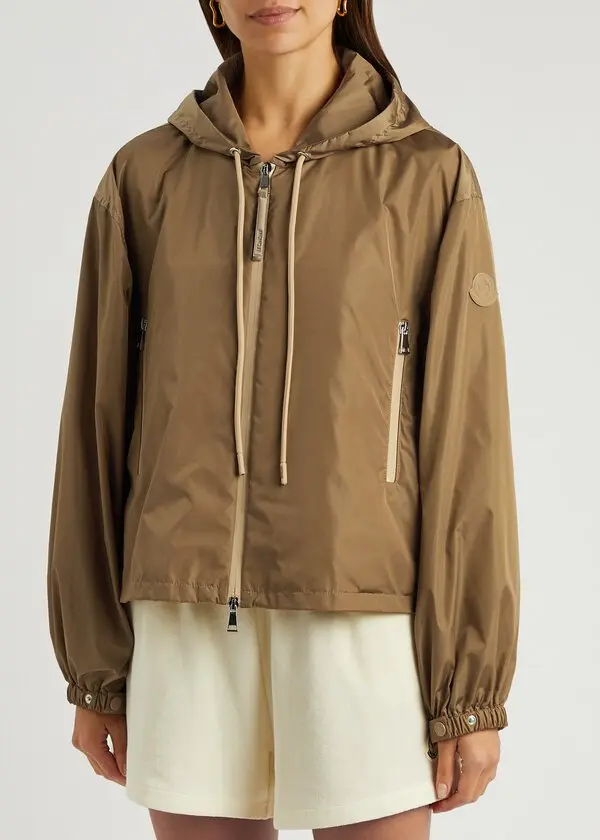 Moncler Vernois Hooded Nylon Shell Jacket - Beige