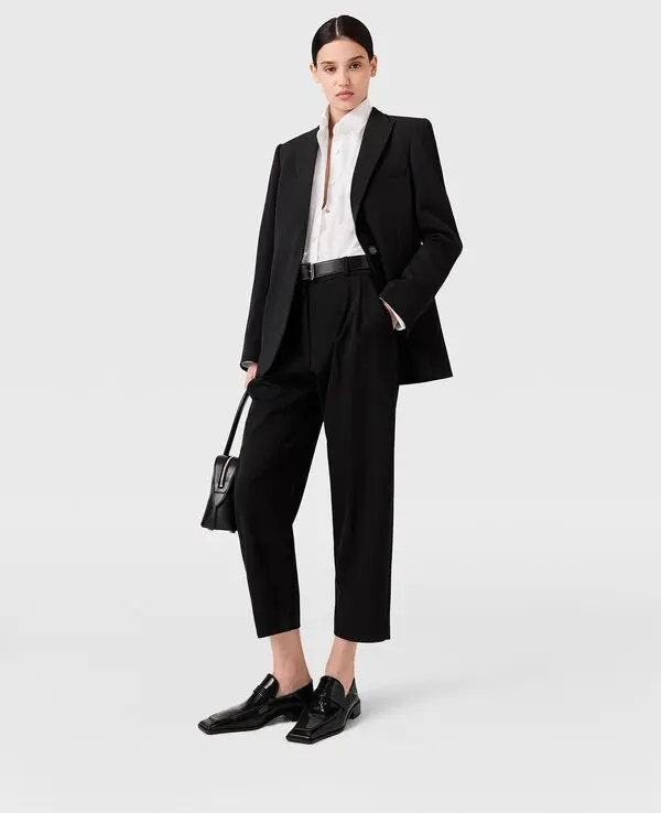 Stella McCartney Pleated High-rise Wool Pants - Black