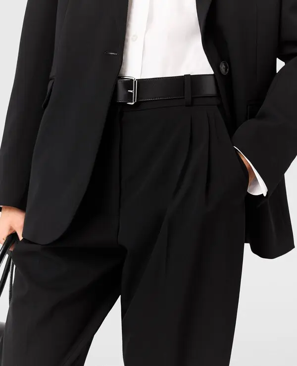 Stella McCartney Pleated High-rise Wool Pants - Black