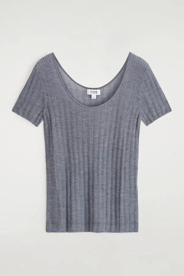 Cos Ribbed-knit Silk T-shirt