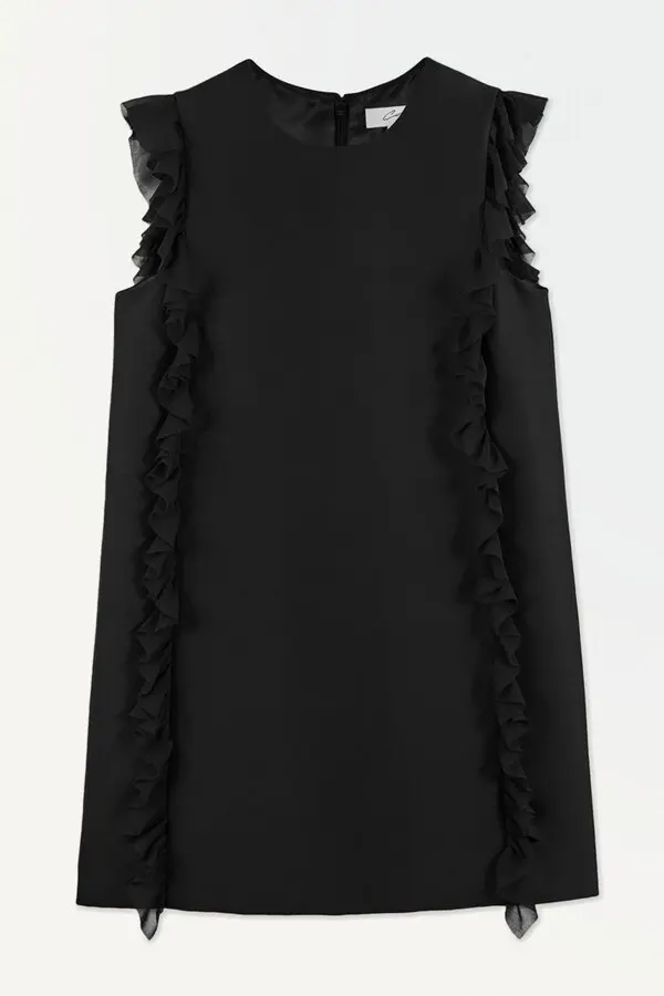 Cos Atelier Ruffled Shift Dress In Black - 50% Off | Editorialist