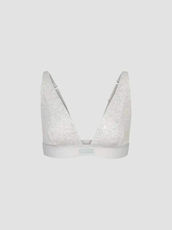 SKIMS Cotton Rib Plunge Bralette - Light Heather Grey