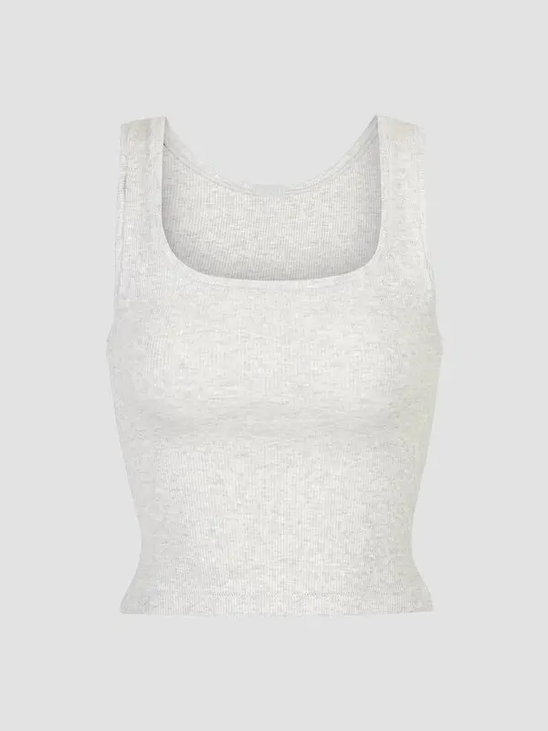 SKIMS Cotton Rib Tank - Light Heather Grey