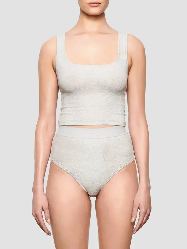 SKIMS Cotton Rib Tank - Light Heather Grey