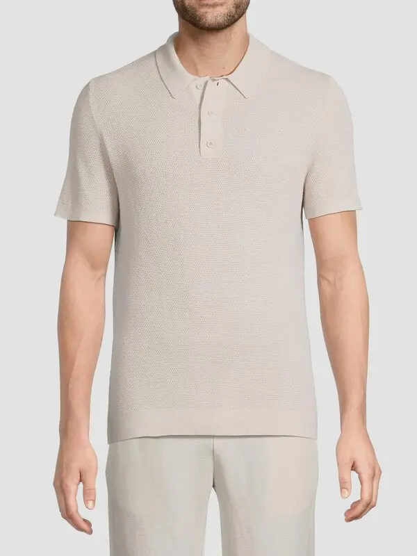 Onia Textured Knit Polo Shirt - Stone