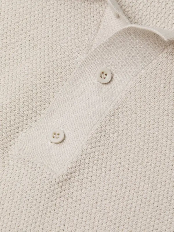 Onia Textured Knit Polo Shirt - Stone