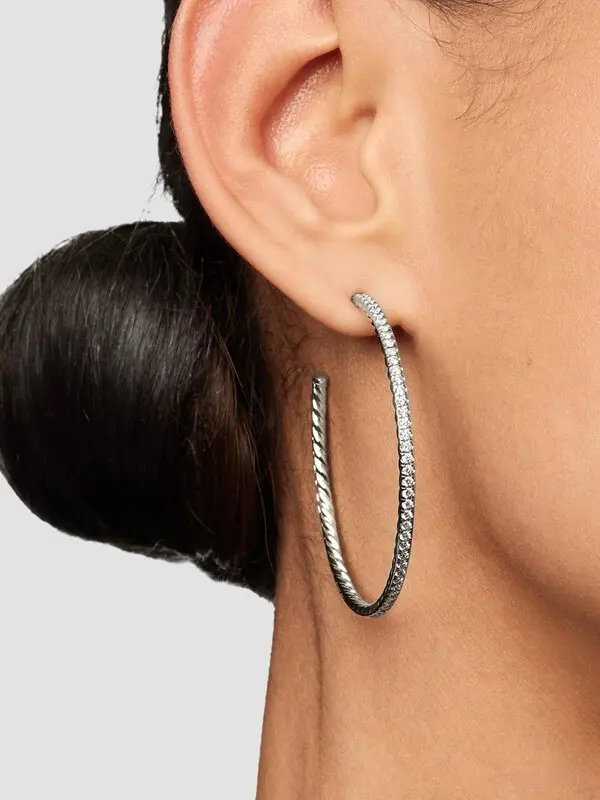 David Yurman Pavé Hoop Earrings In With Diamonds, 50.3mm