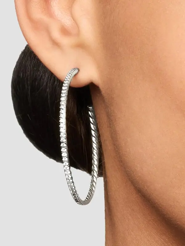 David Yurman Pavé Hoop Earrings In With Diamonds, 50.3mm