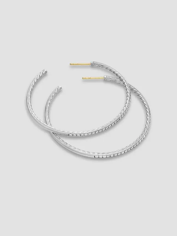 David Yurman Pavé Hoop Earrings In With Diamonds, 50.3mm