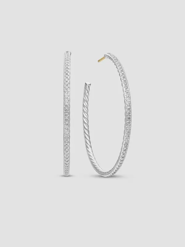 David Yurman Pavé Hoop Earrings In With Diamonds, 50.3mm - Diamond