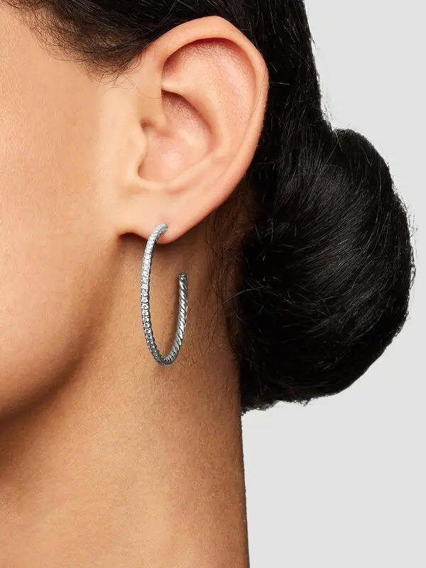 David Yurman Pavé Hoop Earrings In With Diamonds, 38mm