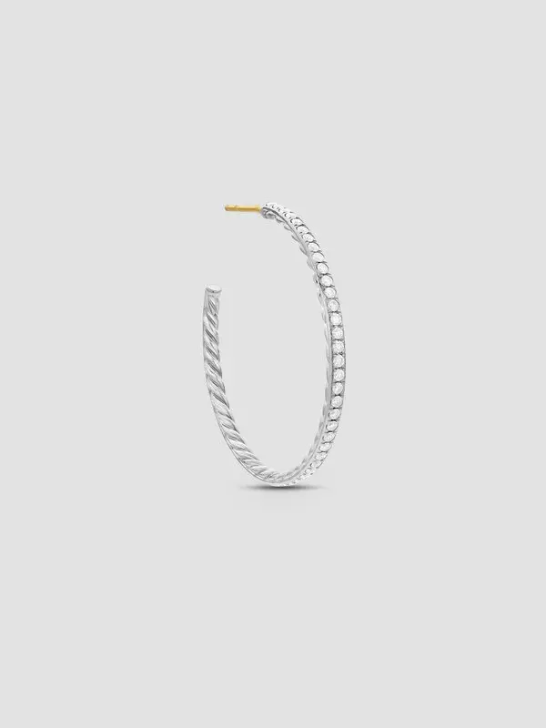 David Yurman Pavé Hoop Earrings In With Diamonds, 38mm