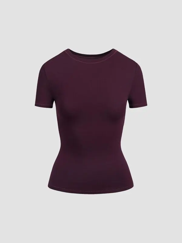 SKIMS Cotton Jersey T-shirt - Currant