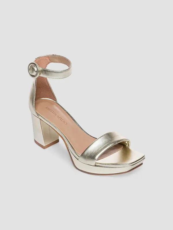 Bernardo Carla Leather Platform Sandals - Champagne