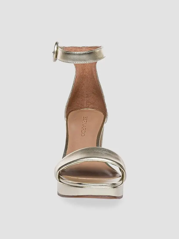 Bernardo Carla Leather Platform Sandals - Champagne