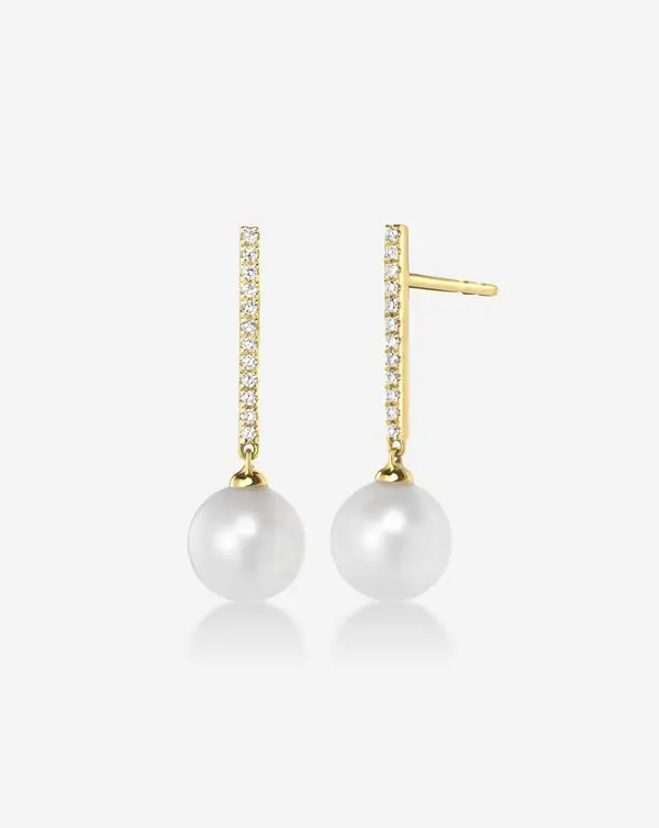 Ring Concierge Diamond And Pearl Drop Earrings - One-color