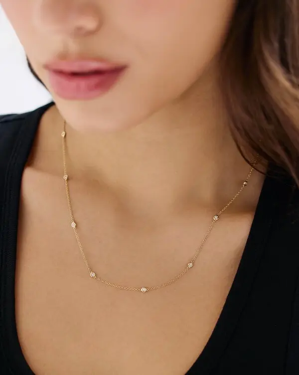 Ring Concierge Diamond Bezel Station Necklace - 14k Rose Gold