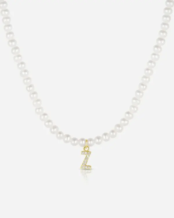 Ring Concierge Pearl And Pavé Initial Choker - One-color