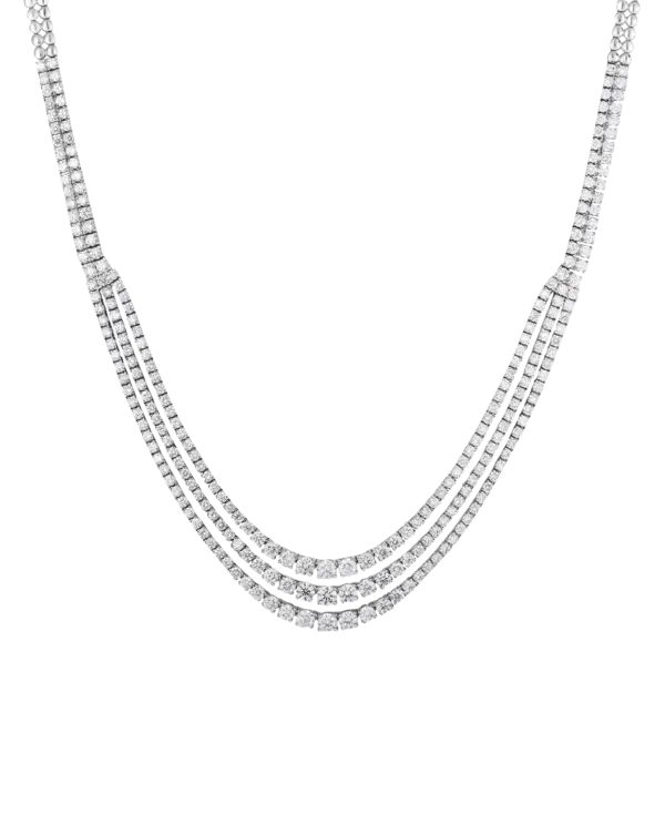 Ring Concierge Triple Row Graduated Diamond Tennis Necklace