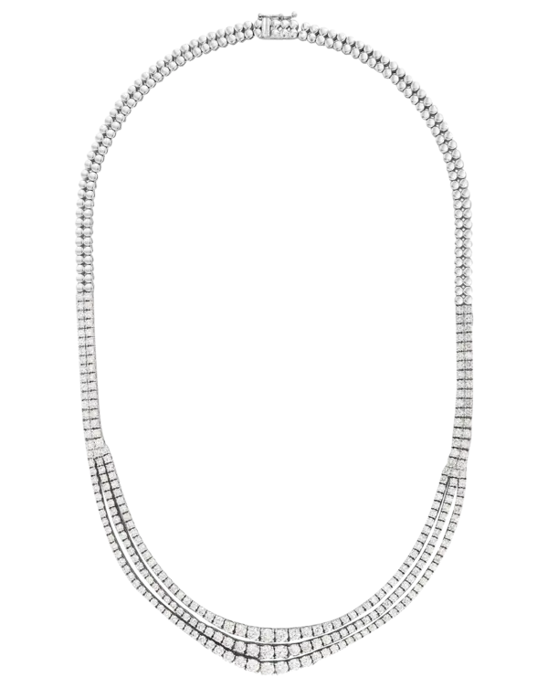 Ring Concierge Triple Row Graduated Diamond Tennis Necklace