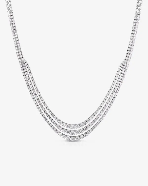 Ring Concierge Triple Row Graduated Diamond Tennis Necklace