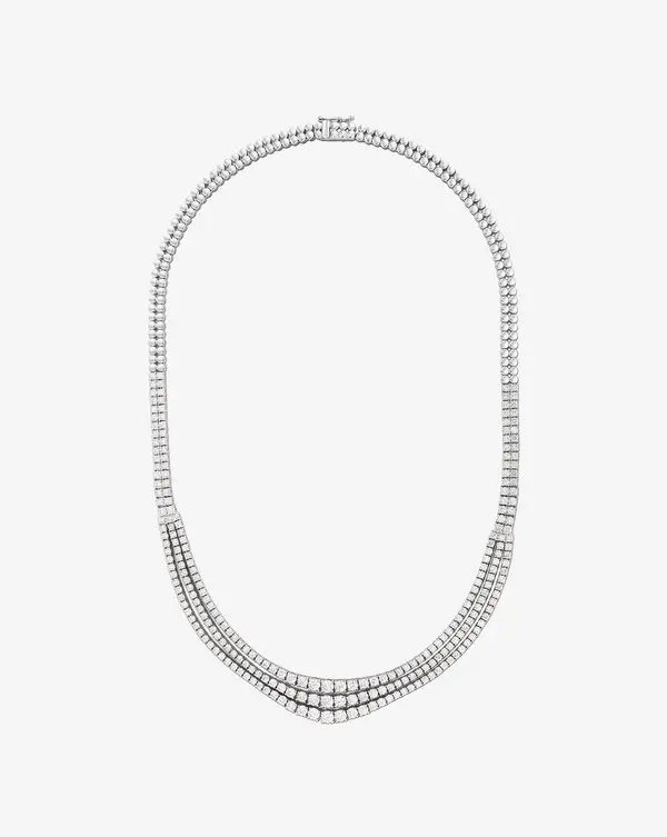 Ring Concierge Triple Row Graduated Diamond Tennis Necklace