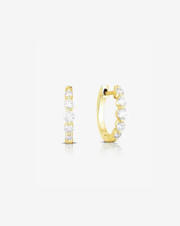 Ring Concierge Graduated Single Prong Diamond Huggie Earrings In 14k Yellow Gold - One-color
