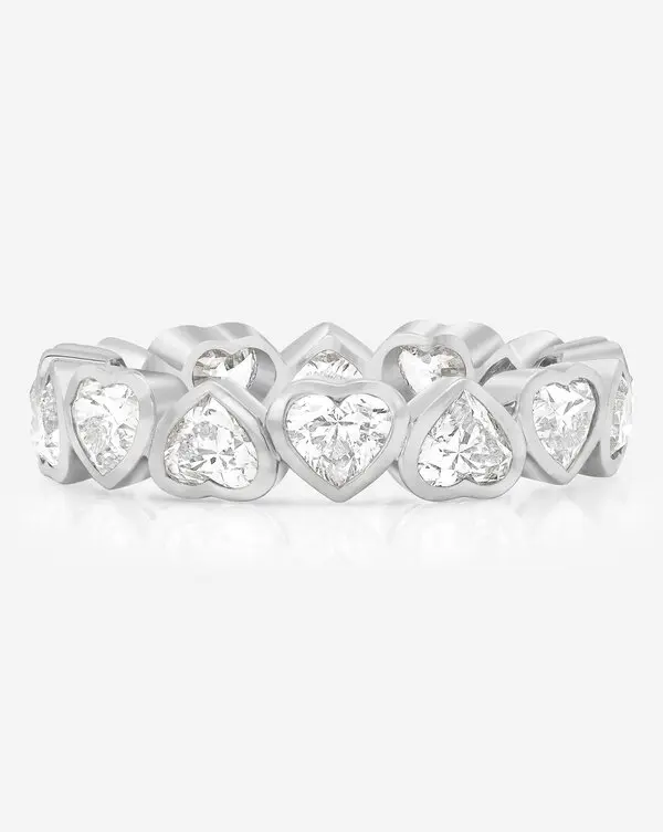 Ring Concierge Heart Bezel Eternity Band Wedding Band - Platinum