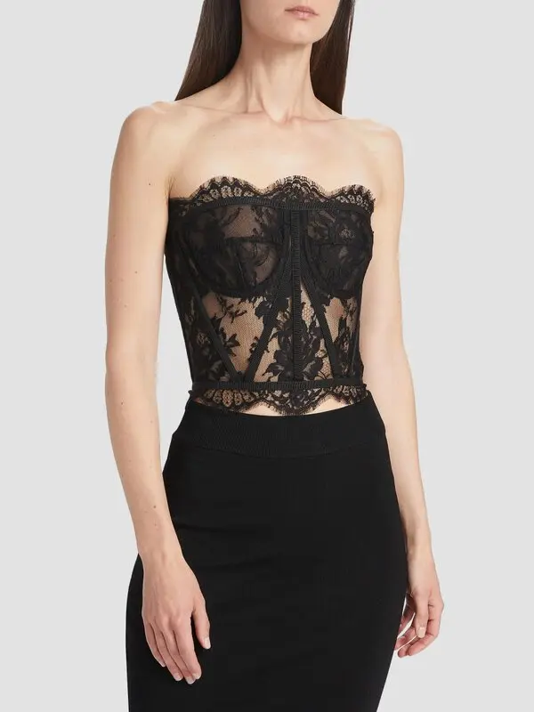 Dolce & Gabbana Strapless Lace Corset Top - Black