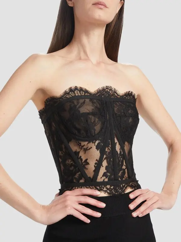 Dolce & Gabbana Strapless Lace Corset Top - Black