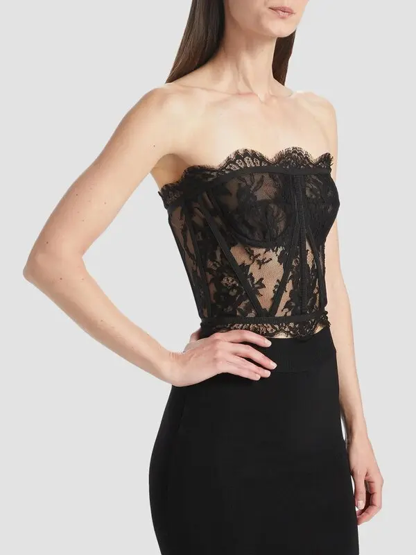 Dolce & Gabbana Strapless Lace Corset Top - Black