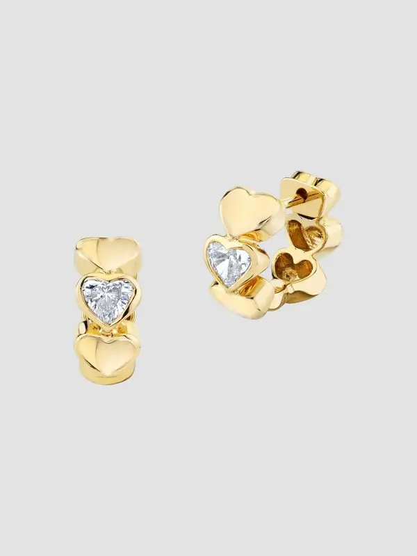 SYDNEY EVAN 14k Yellow & 0.64 Tcw Diamond Heart Huggie Hoop Earrings - Gold