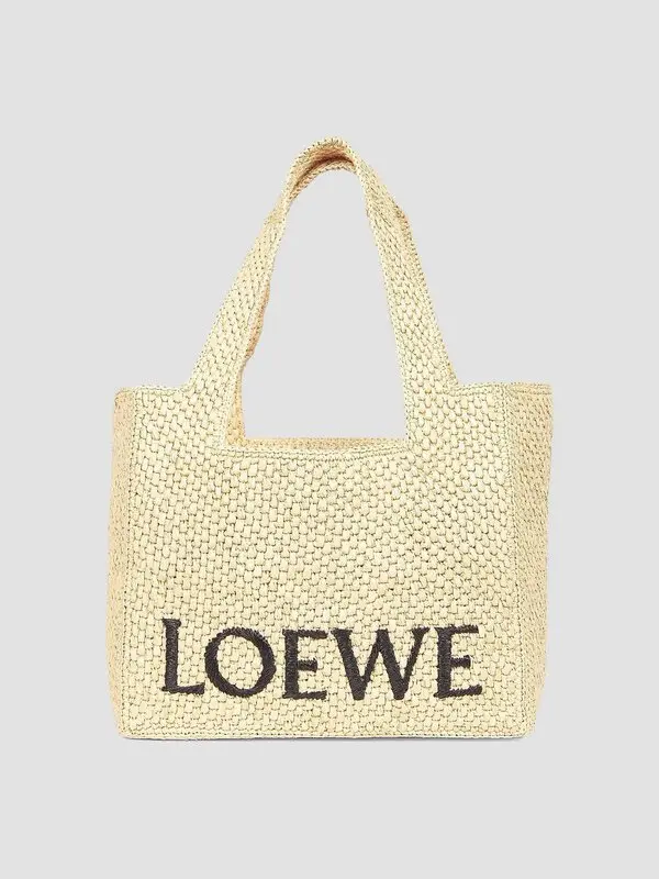 Loewe X Paula's Ibiza Raffia Logo Tote Bag - Natural