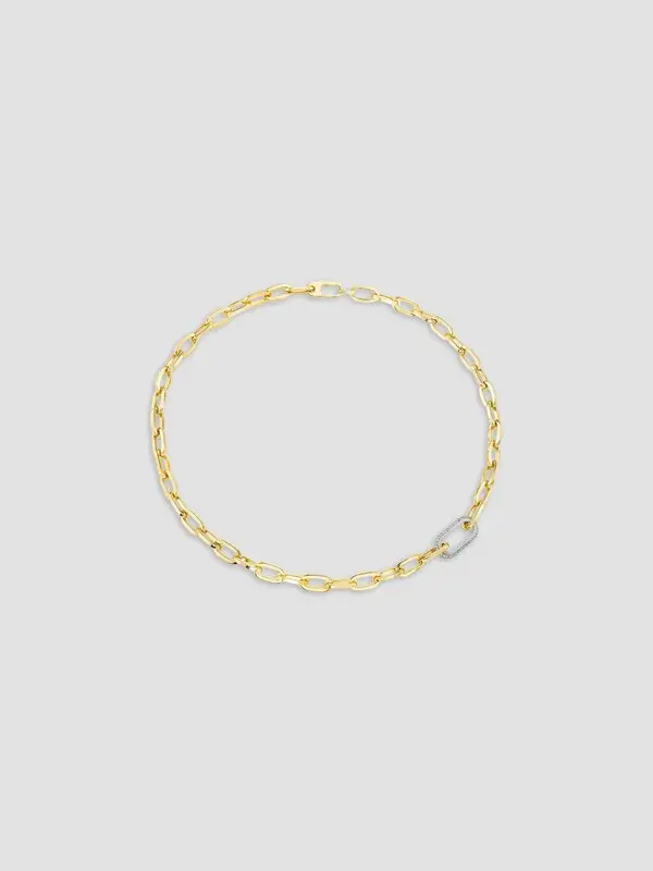 Roberto Coin Two-tone 18k & 0.78 Tcw Diamond Paper Clip Chain Necklace