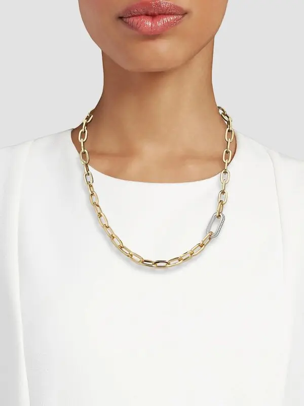 Roberto Coin Two-tone 18k & 0.78 Tcw Diamond Paper Clip Chain Necklace